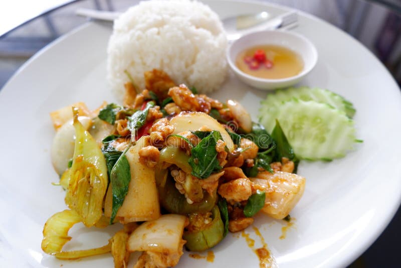 Fried chilli chicken rice stock image. Image of gourmet - 113869989