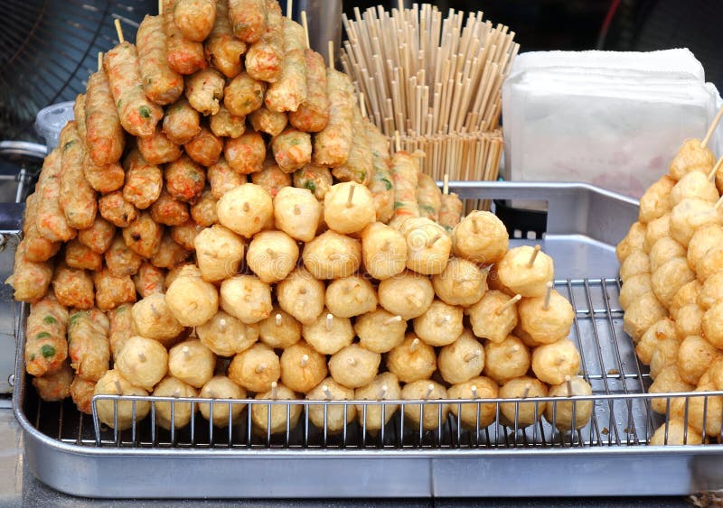 Fried Chinese Fish Balls stock photo. Image of stall - 29590810