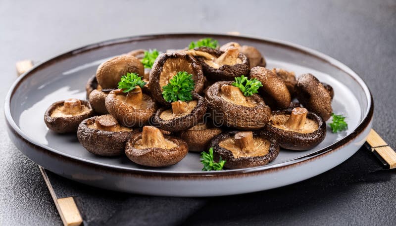 Fried Shiitake Mushrooms, AI Generated Stock Illustration ...