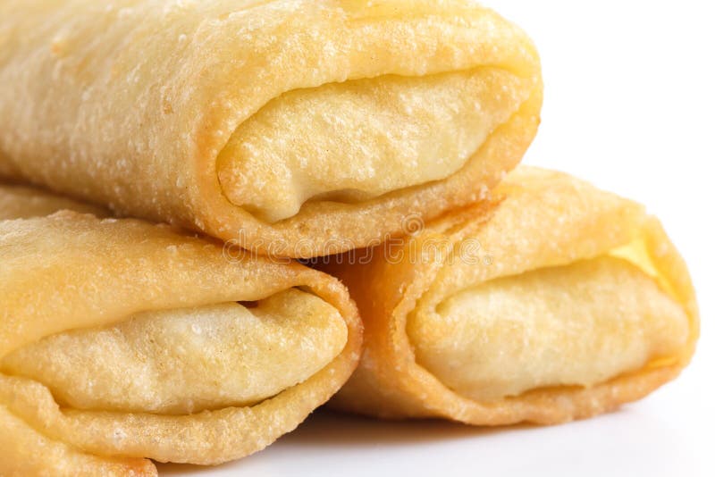 Fried Chinese Spring Rolls on White. Stock Image - Image of asian, deep ...