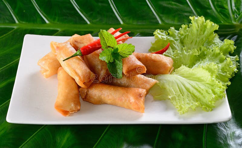 Fried Chinese Traditional Spring Rolls Food Stock Photo - Image of ...