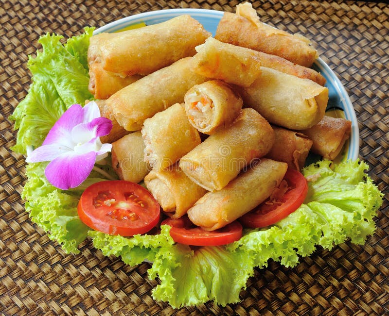 Fried Chinese Traditional Spring Rolls Stock Photo - Image of fried ...