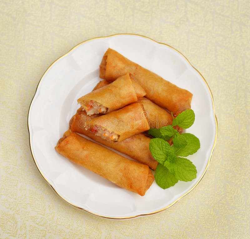 Fried Chinese Traditional Spring Rolls Food Stock Photo - Image of ...