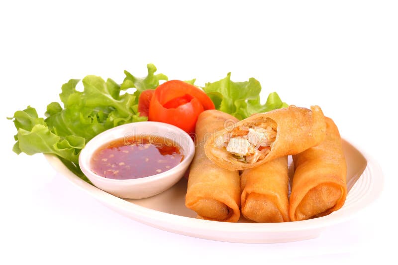 Fried Chinese Traditional Spring Rolls Food Stock Photo - Image of ...
