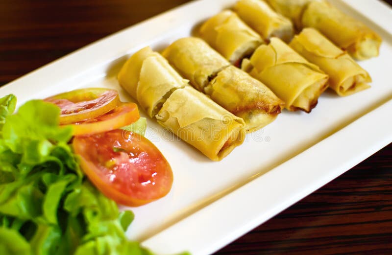 Fried Chinese Traditional Spring Rolls Food Stock Image - Image of ...