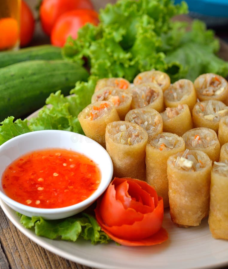 Fried Chinese Traditional Spring Rolls Food Stock Image - Image of ...