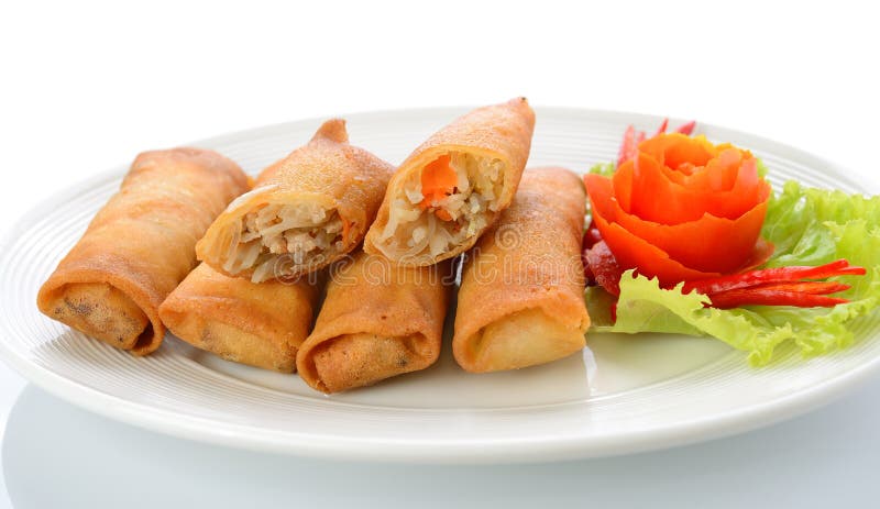 Fried Chinese Traditional Spring Rolls Food Stock Image - Image of ...