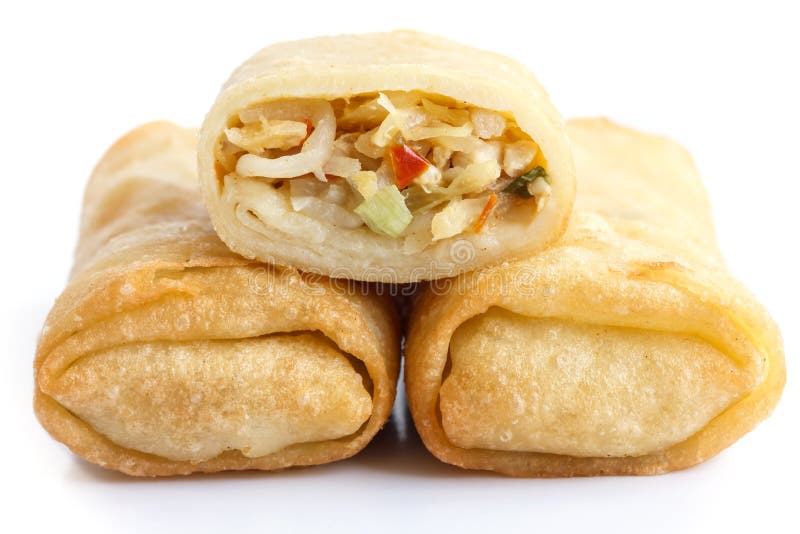 Fried Chinese Vegetable Spring Rolls on White. Stock Photo - Image of ...