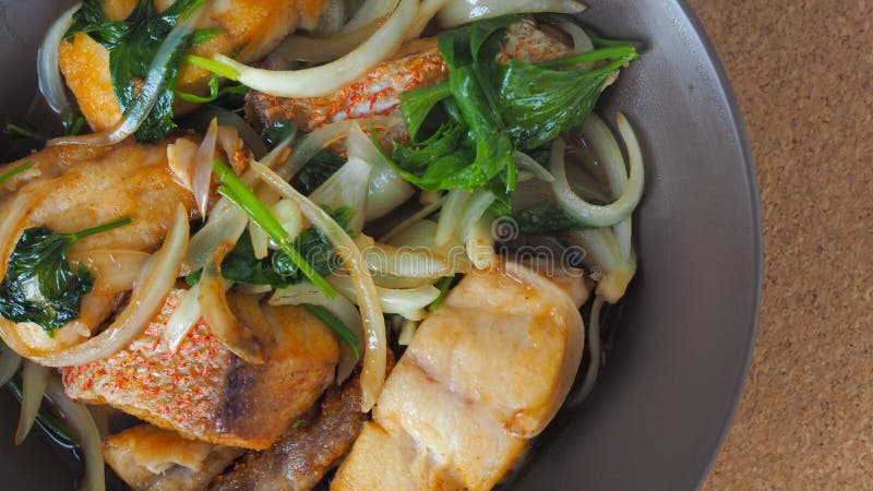 Fried Coal Fish Fillet with Onion. Stock Photo - Image of grey, ascetic ...