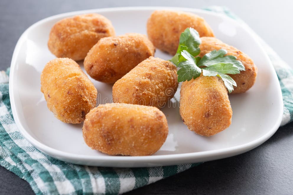Fried Cod Croquettes. Traditional Spanish Food Stock Image - Image of ...