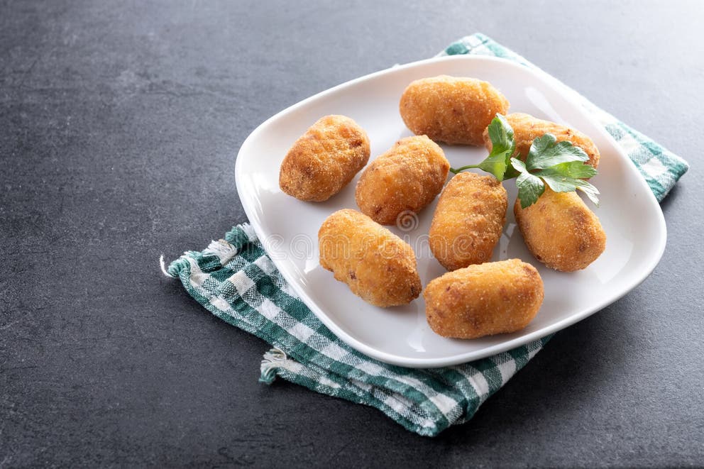 Fried Cod Croquettes. Traditional Spanish Food Stock Photo - Image of ...