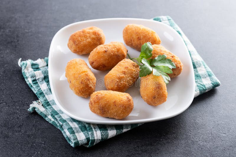 Fried Cod Croquettes. Traditional Spanish Food Stock Image - Image of ...
