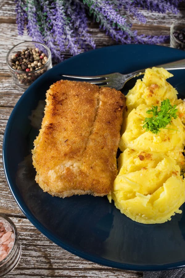 Fried cod fillet stock image. Image of seafood, fast - 241627935