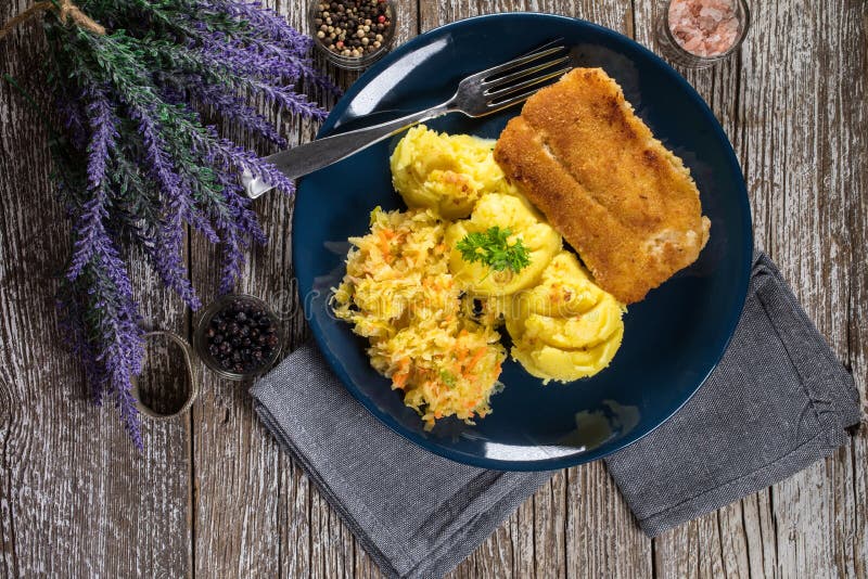 Fried cod fillet stock image. Image of deep, fast, dinner - 196534907