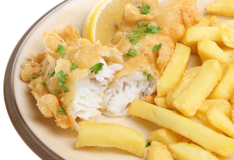 Fried Cod Fish & Chips stock image. Image of unhealthy - 18161759