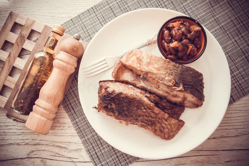 Fried cod steaks stock image. Image of festive, dinner - 60811081