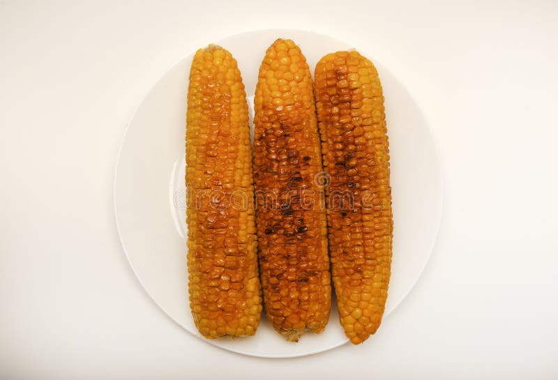 Fried Corn on a White Background. Delicious Corn Stock Image - Image of ...
