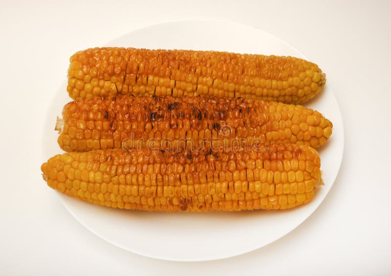 Fried Corn on a White Background. Delicious Corn Stock Image - Image of ...