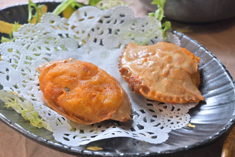 Fried crab meat with shell stock image. Image of cutlery - 259624367