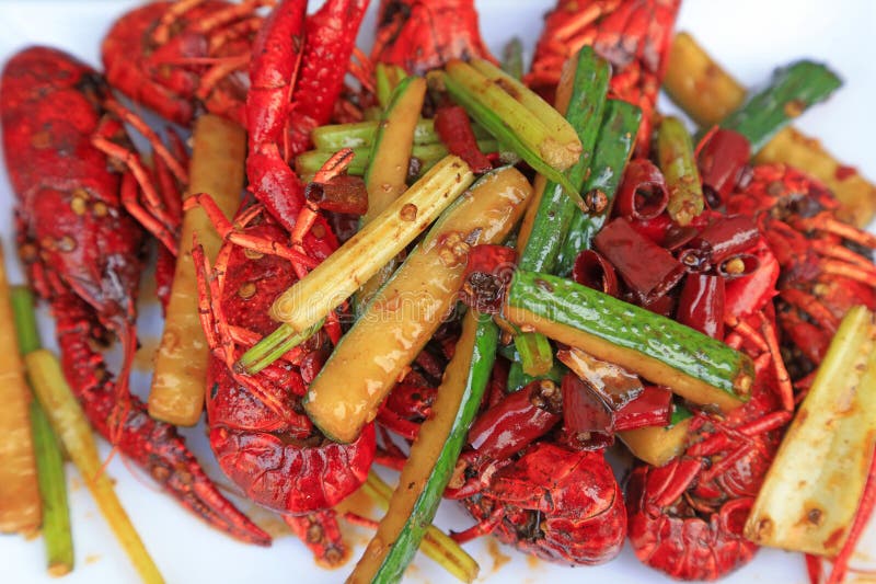 Fried Crayfish in the Kitchen Stock Photo - Image of cooked, china ...