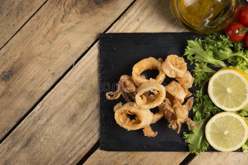 Fried Crispy Calamari Served on Plate Stock Photo - Image of gourmet ...