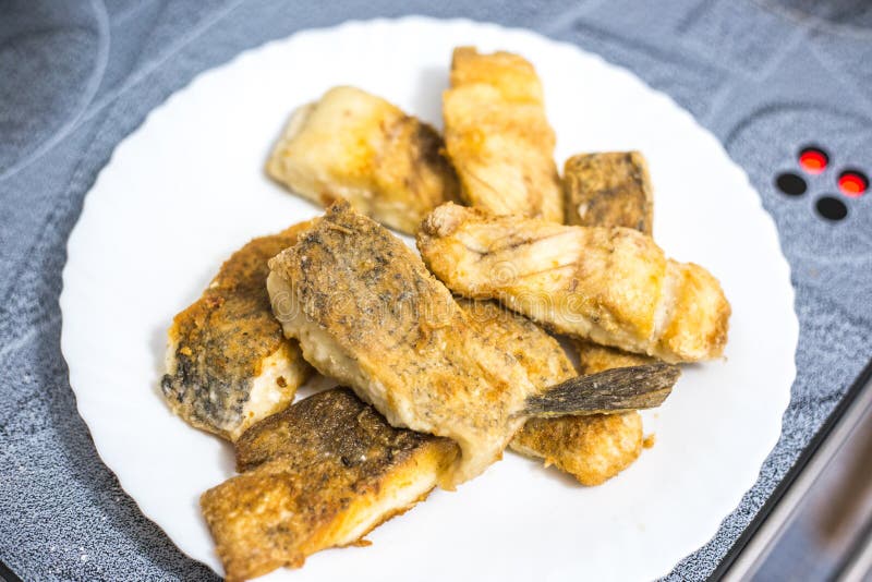 Fried Crispy Pieces of Pike Fish Stock Photo - Image of culinary, fish ...