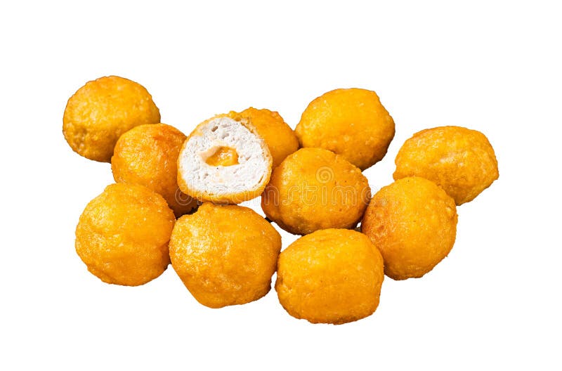 Fried Crispy Round Chicken Nuggets Cheese Isolated White Background ...