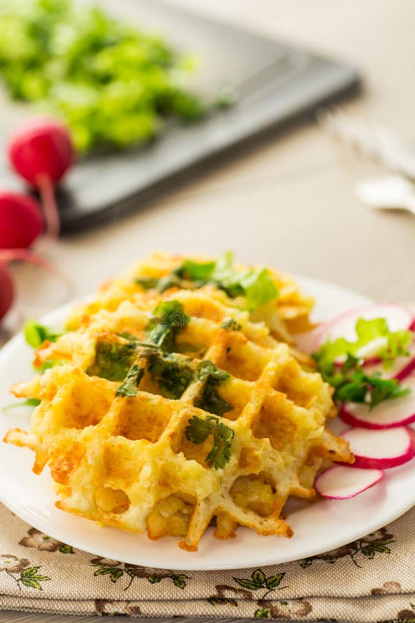 Fried Crispy Vegetable Potato Waffles Stock Photo - Image of lunch ...