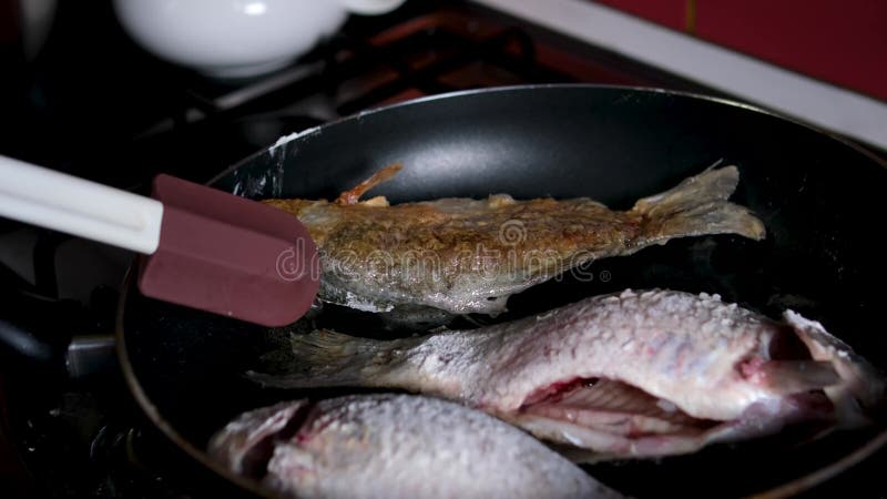 Fried Crucian Carp Putting Roasted Sea Bream Fish with with Vegetable ...