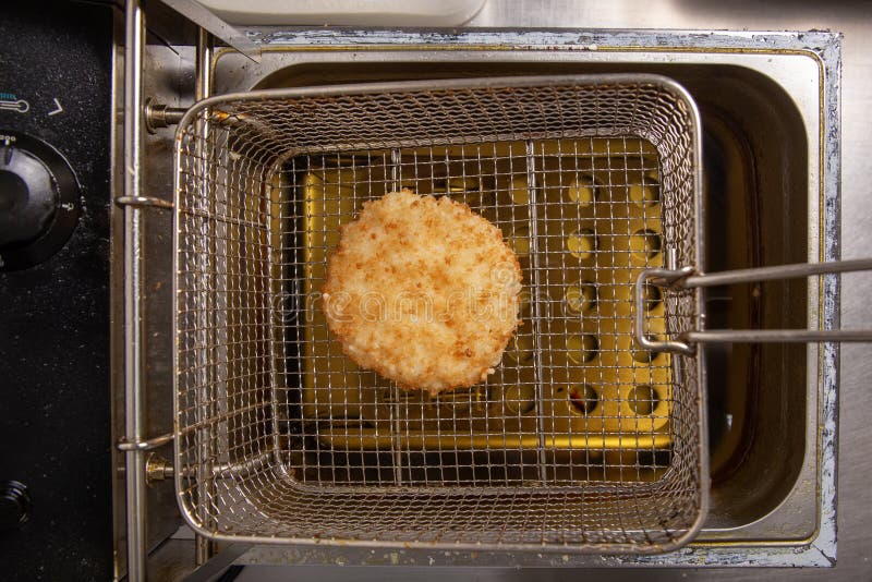 Fried Cutlet in Fryer Basket Stock Photo - Image of lunch, restaurant ...