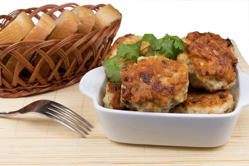 Fried cutlets with bread stock photo. Image of food, brown - 33792648