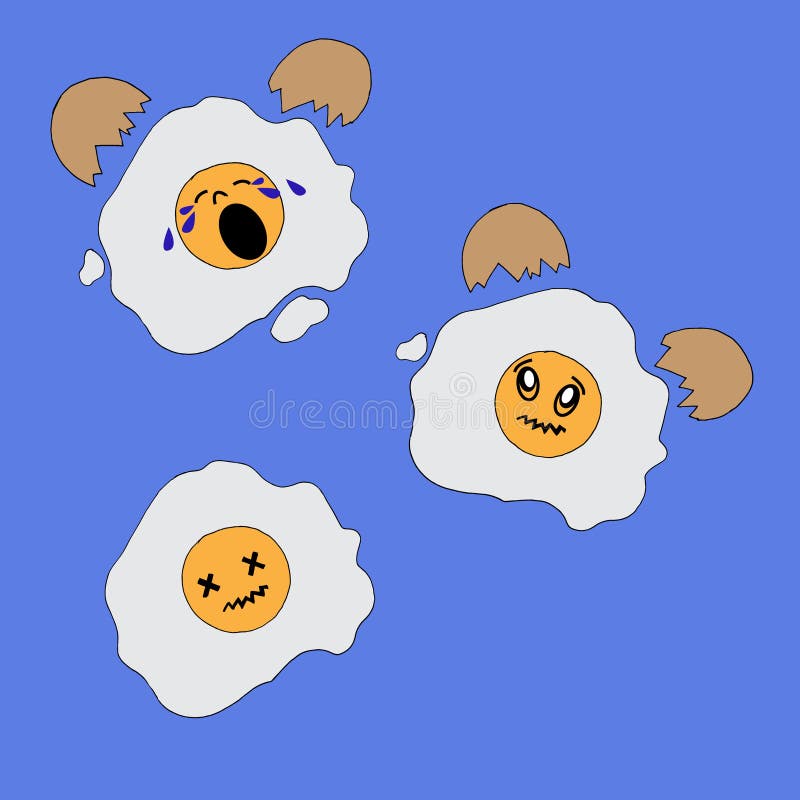 Fried dead egg. stock illustration. Illustration of drawn - 73494556
