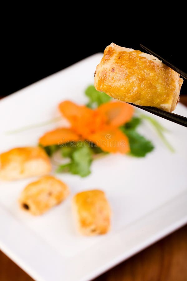 Fried Dim Sum with Chopsticks Stock Photo - Image of flower, eating ...