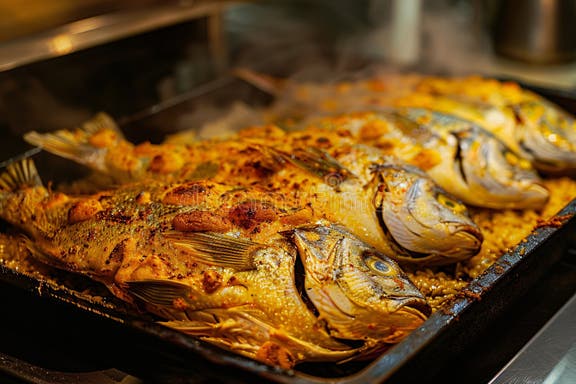 Fried Dorada Fish in the Hood Stock Illustration - Illustration of food ...