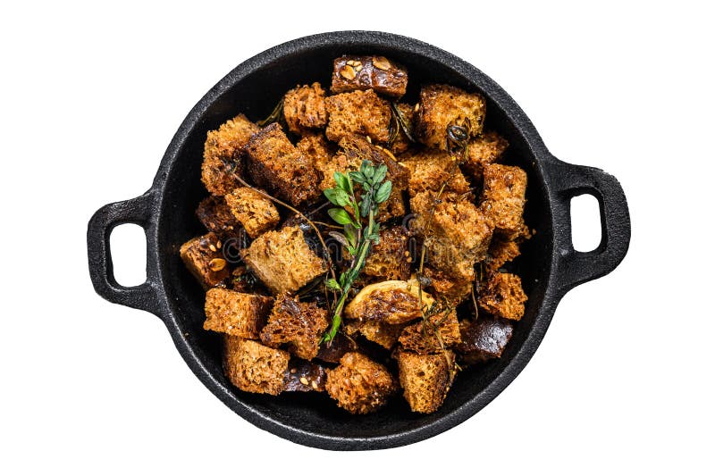 Fried Dried Rye Crouton Bread Biscuits. Isolated on White Background ...