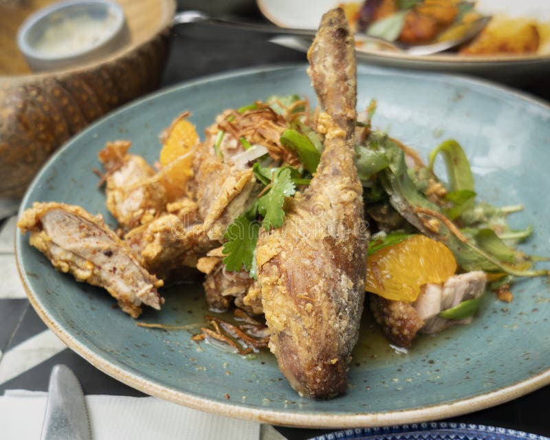 Fried Duck Drumstick Dish in an Asian Restaurant, Auckland Stock Image ...