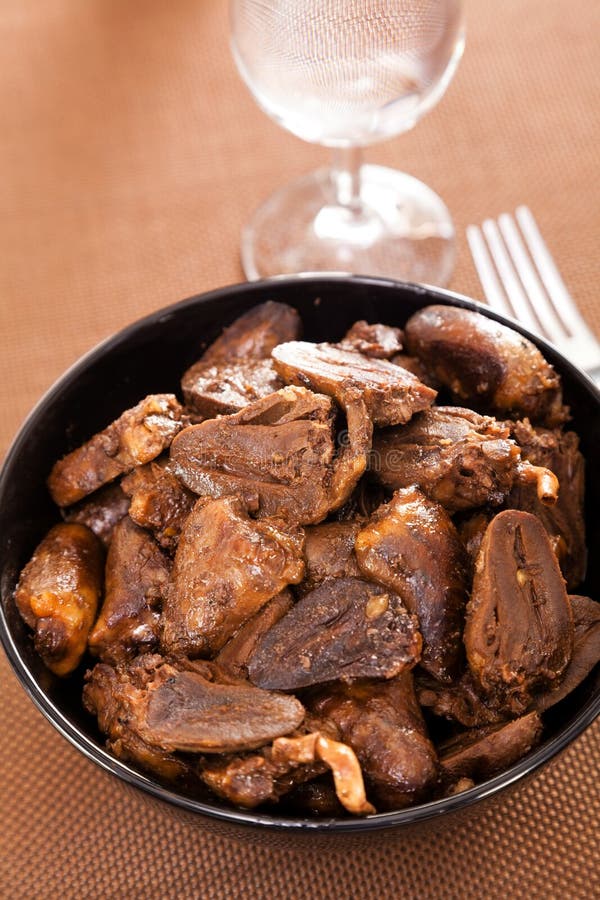Fried duck hearts stock image. Image of closeup, still - 48955969