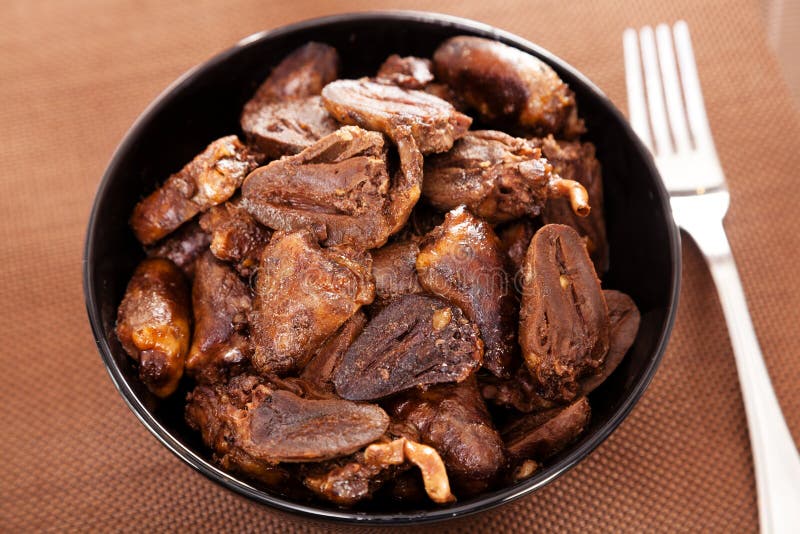 Fried duck hearts stock image. Image of ready, fried - 48956121