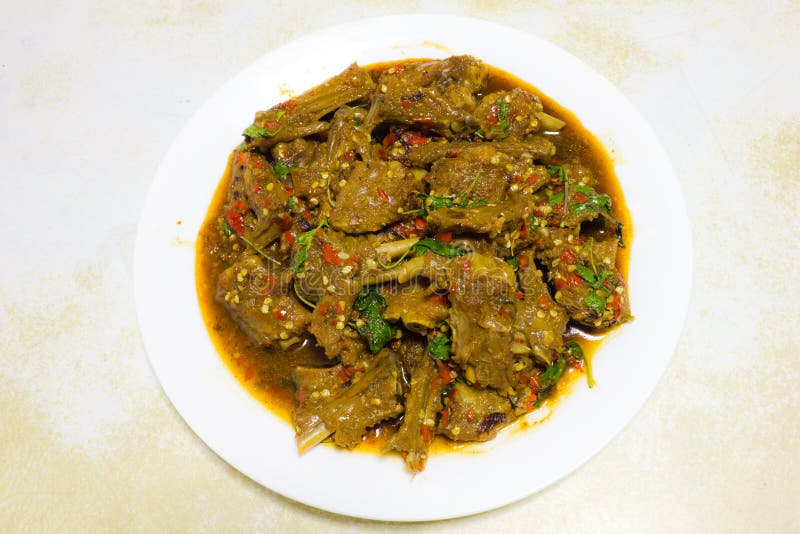 Fried duck with holy basil stock photo. Image of fresh - 32559962