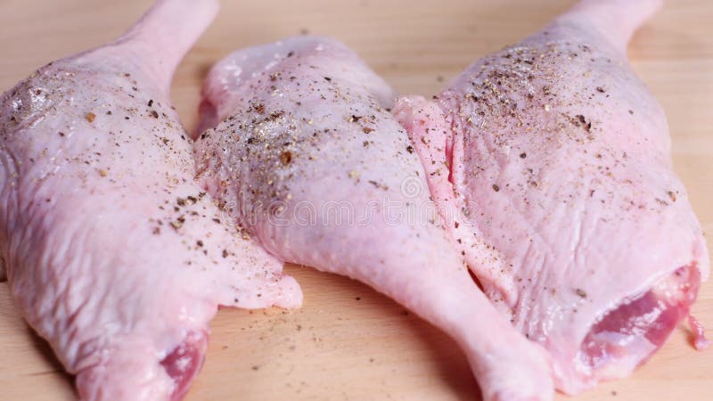 Fried duck legs on a pan. stock footage. Video of bone - 206689476