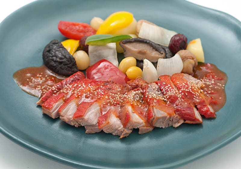 Fried duck with mushrooms stock image. Image of tasty - 45234495