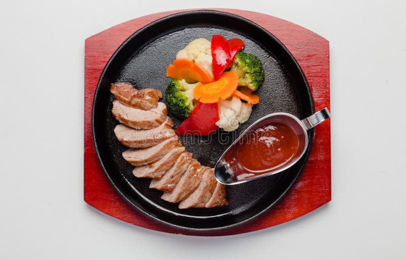 Fried Duck with Vegetables and Sauce Stock Image - Image of grilled ...