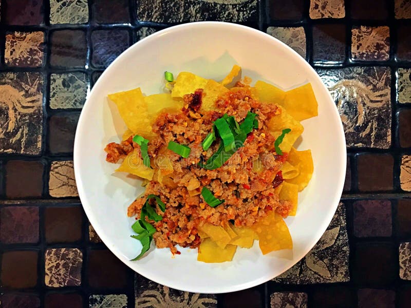 Fried Dumpling Tom Yum Salad Stock Photo - Image of china, asian: 110294466