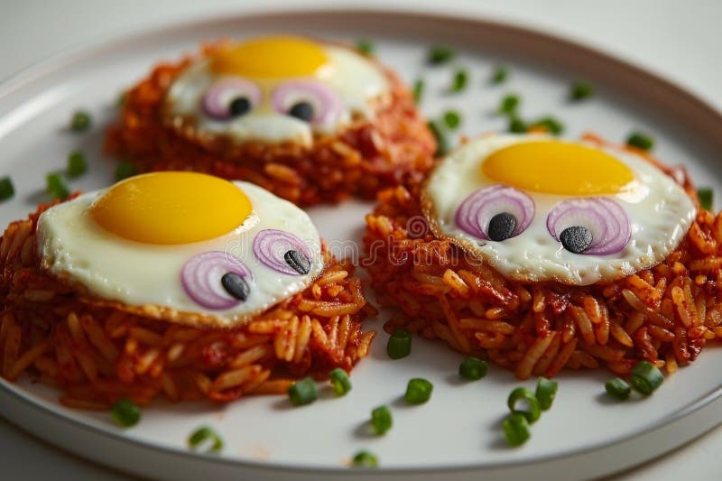 Fried Egg and Bacon Nest on Plate with Herbs Stock Illustration ...