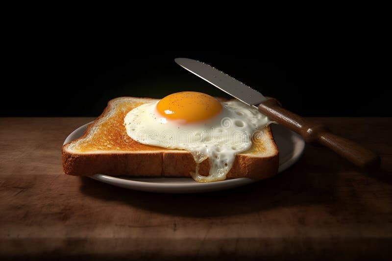 Fried Egg on Bread Slice. Generative AI Stock Illustration ...
