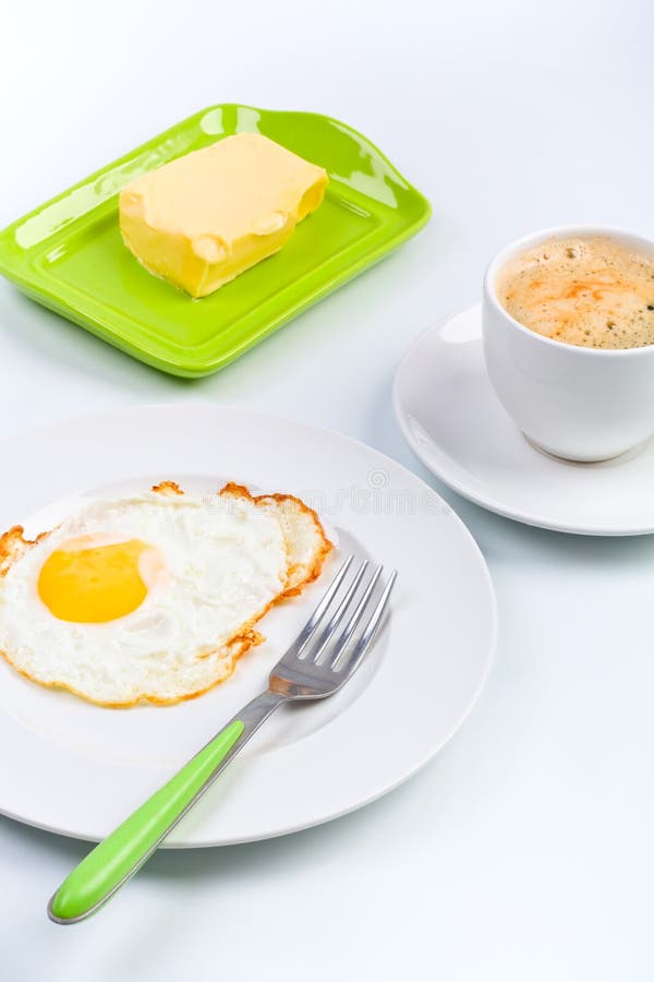 Fried egg breakfast stock image. Image of drink, green - 7625019