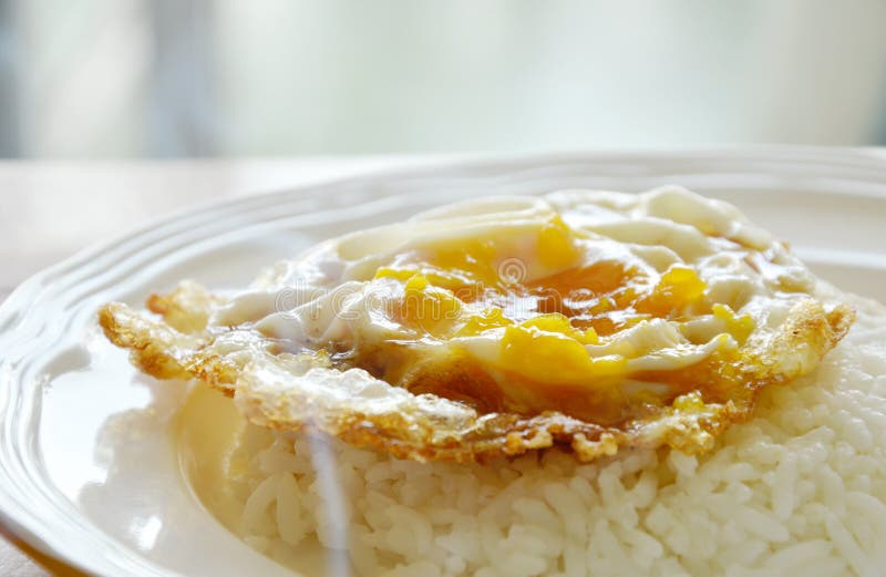 Fried Egg Dressing Soy Sauce Topping on Rice Stock Photo - Image of ...