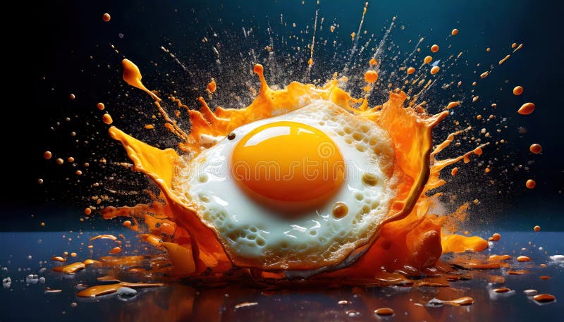 Fried Egg Explosion on the Table Stock Illustration - Illustration of ...