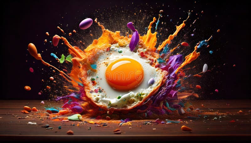 Fried Egg Explosion on the Table Stock Illustration - Illustration of screenshot, festival ...