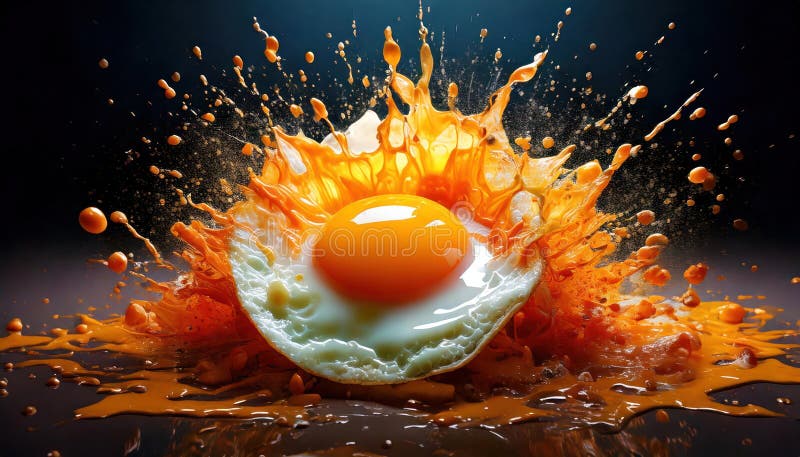 Fried Egg Explosion on the Table Stock Illustration - Illustration of ...